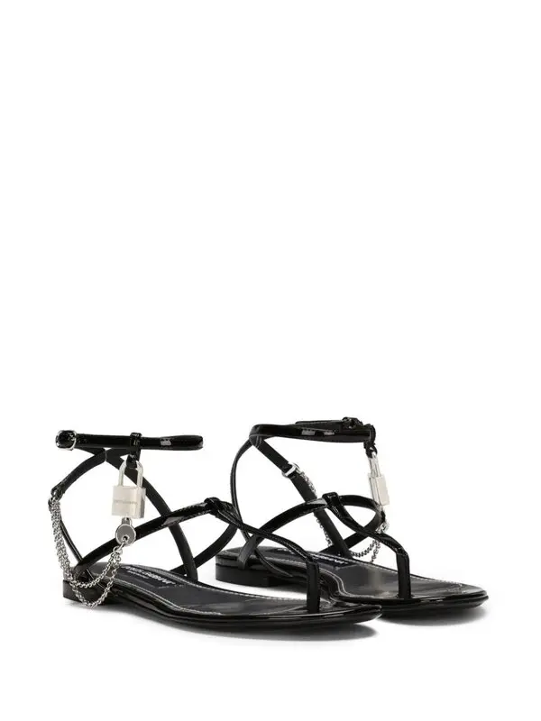 Dolce & Gabbana Padlock Patent-leather Sandals