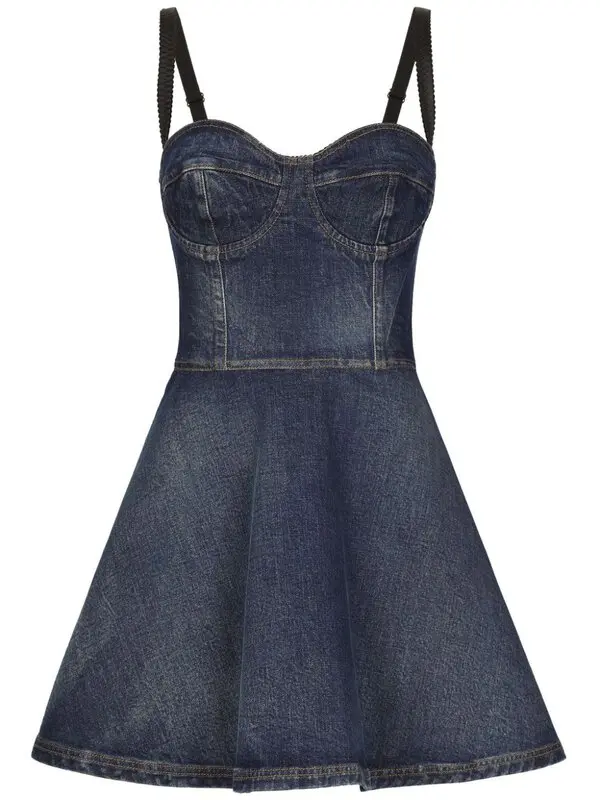 white christmas dresses Dark Wash Blue Denim Corset Mini Dress – Cindy Jane Boutique main image 1