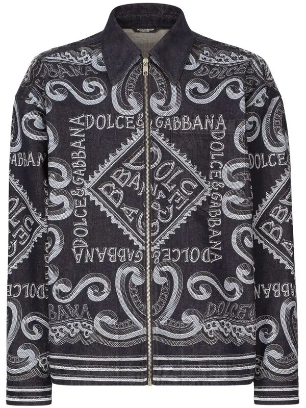 Dolce & Gabbana Logo-print Cotton Shirt Jacket - Blue