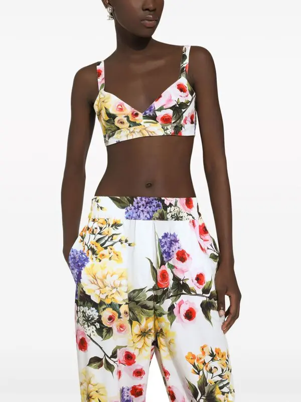 Dolce & Gabbana Floral-print Cotton Crop Top