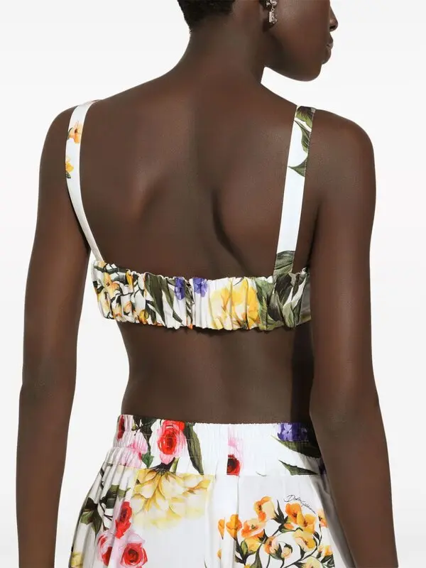 Dolce & Gabbana Floral-print Cotton Crop Top