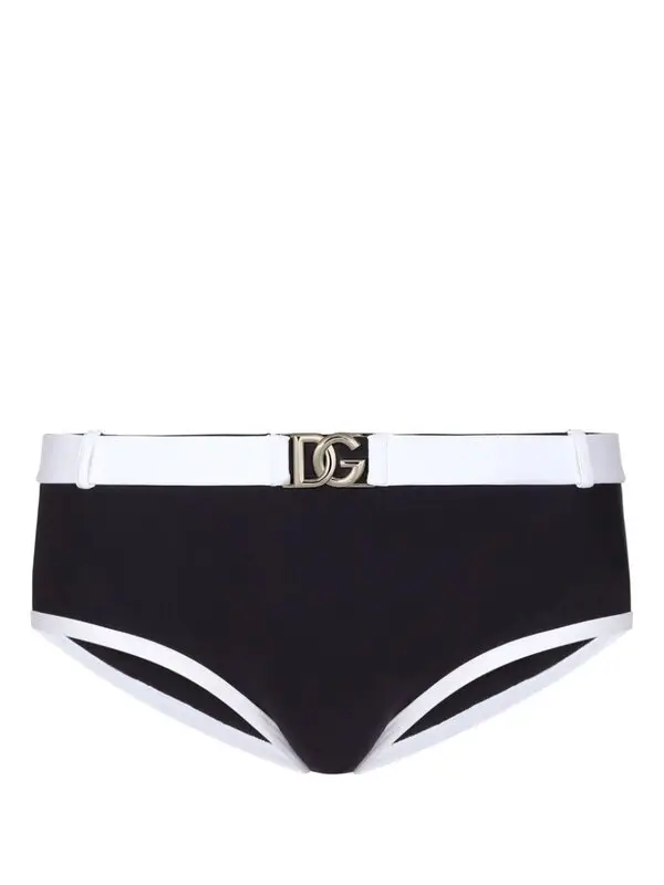 Dolce & Gabbana Logo-buckle Swimming Trunks - Blue