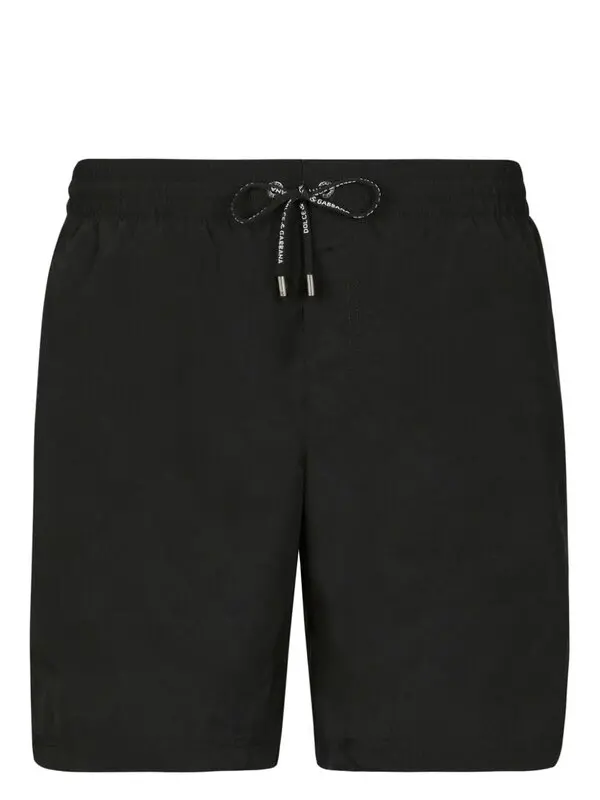 Dolce & Gabbana Dg-print Drawstring Swim Shorts - Black