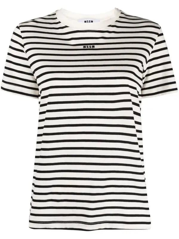 MSGM Striped Logo T-shirt
