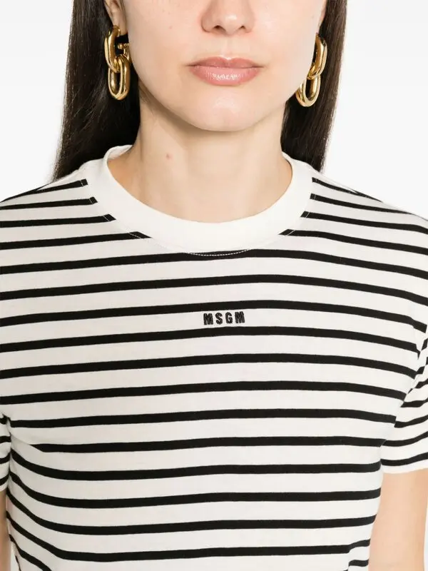 MSGM Striped Logo T-shirt