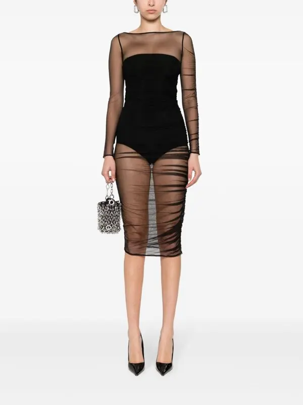 MAISON CLOSE Nuit Fauve Long-sleeve Midi Dress