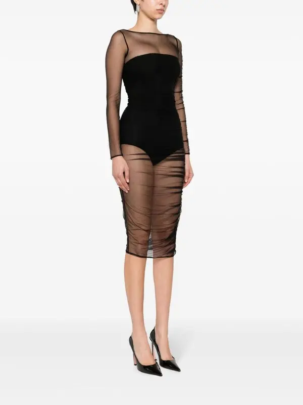 MAISON CLOSE Nuit Fauve Long-sleeve Midi Dress