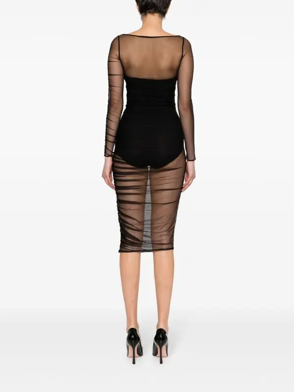 MAISON CLOSE Nuit Fauve Long-sleeve Midi Dress