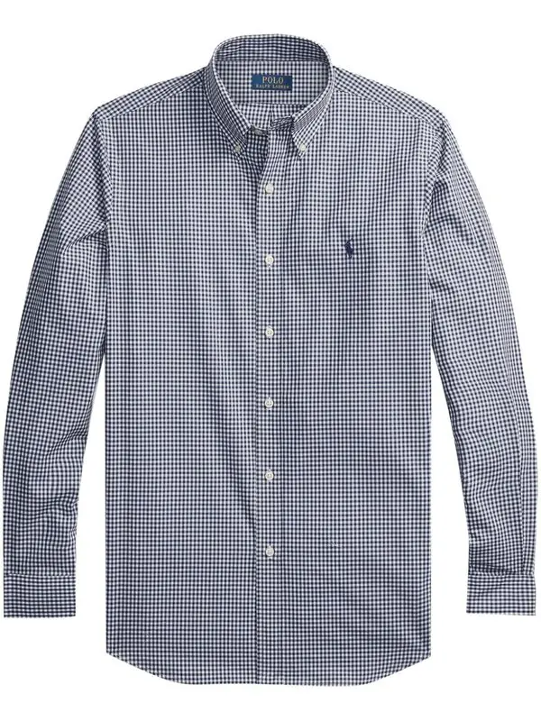 Polo Ralph Lauren Mini Check.pattern Cotton Shirt - Blue
