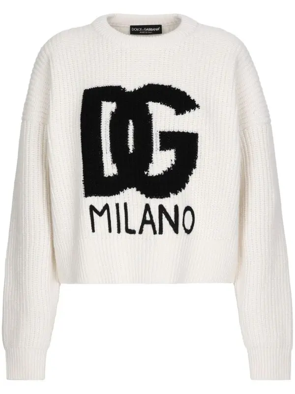 Dolce & Gabbana Dg Logo Knit Jumper - White