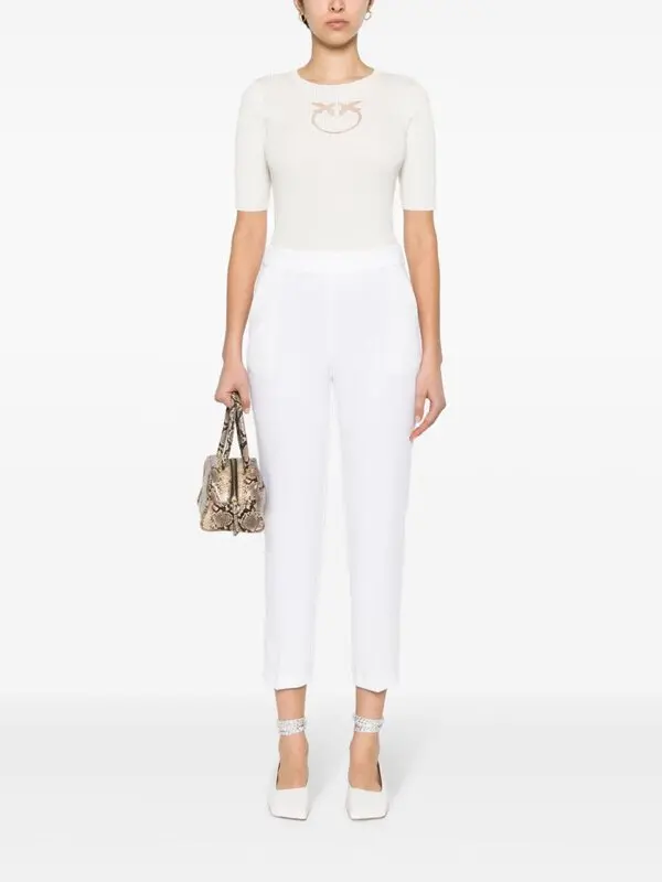Pinko Love Birds Ribbed Top - Neutrals