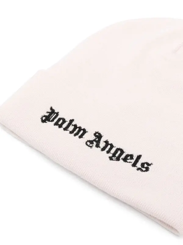 Palm Angels Logo-embroidered Wool Beanie - Neutrals