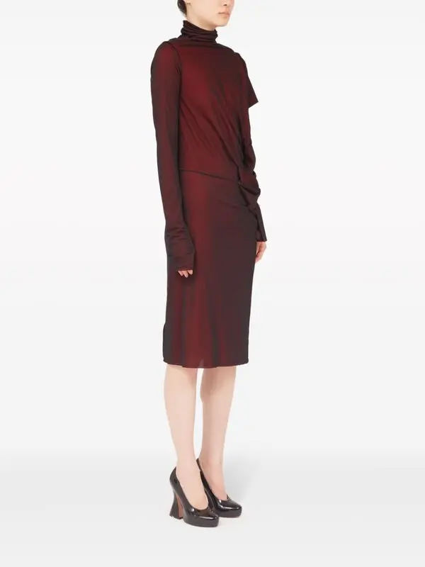 MAISON MARGIELA Asymmetric Ruched Midi Dress - Red