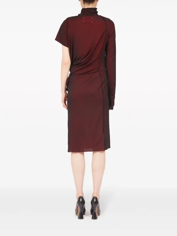 MAISON MARGIELA Asymmetric Ruched Midi Dress - Red
