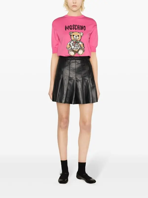 Moschino Teddy Bear-intarsia Cropped Jumper - Pink