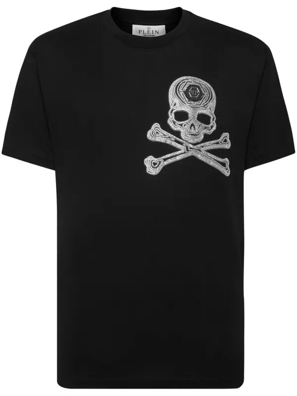 Philipp Plein Skull&bones Rhinestoned T-shirt - Black