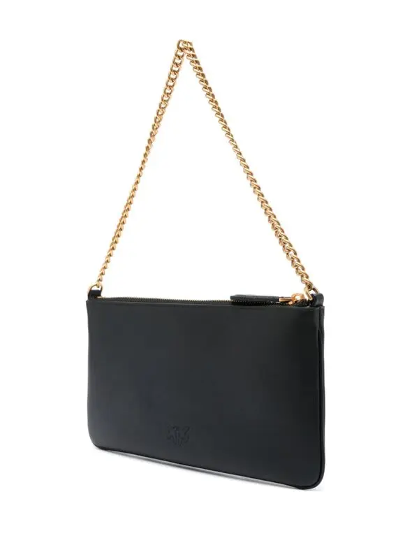 Pinko Leather Shoulder Bag With Chain Strap - Black