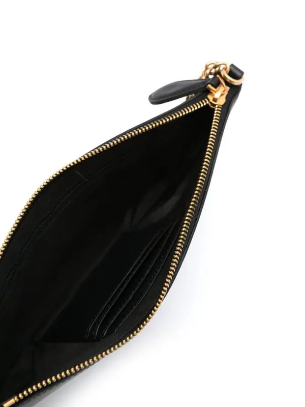 Pinko Leather Shoulder Bag With Chain Strap - Black