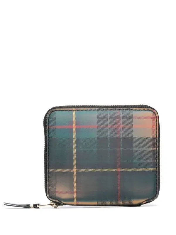 Comme Des Garçons Lenticular-effect Tartan Wallet - Green