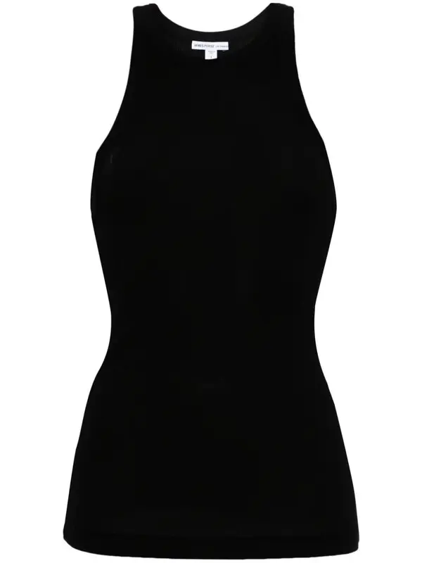 JAMES PERSE Round-neck Ribbed-knit Tank Top - Black