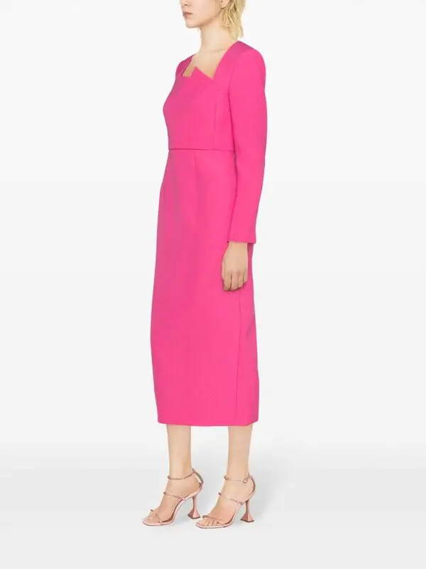 Roland Mouret Long-sleeve Crepe Midi Dress - Pink | Editorialist
