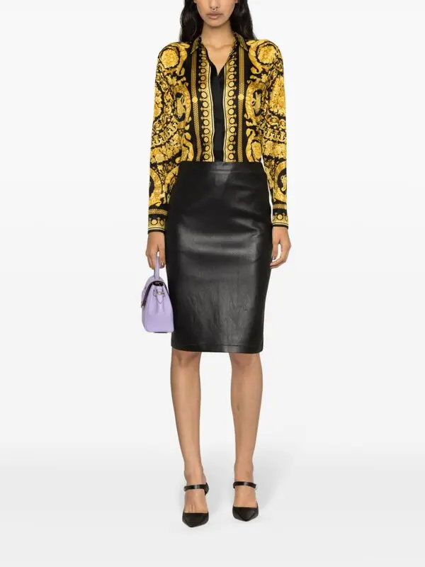 Versace Barocco-print Silk Shirt - Black