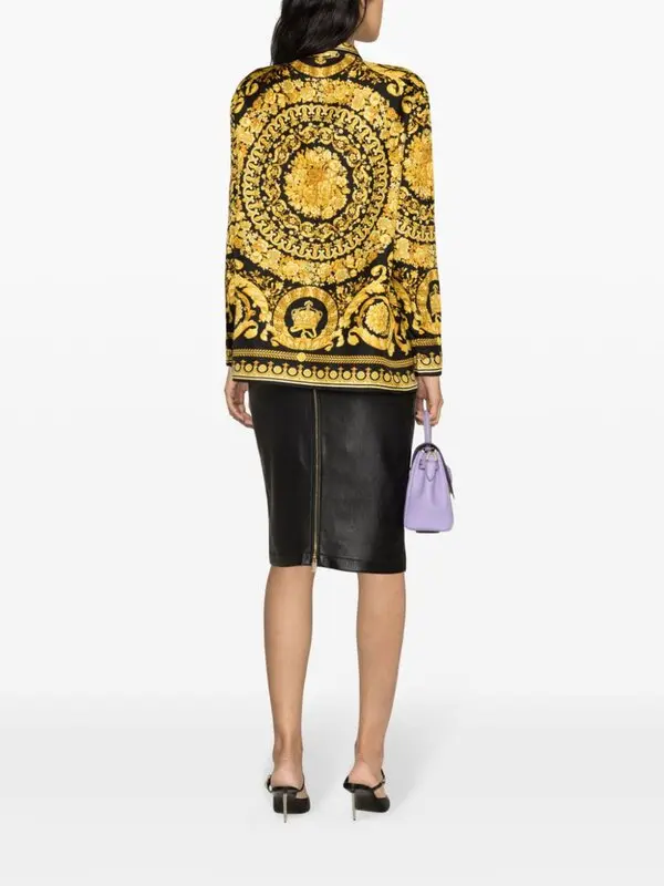 Versace Barocco-print Silk Shirt - Black