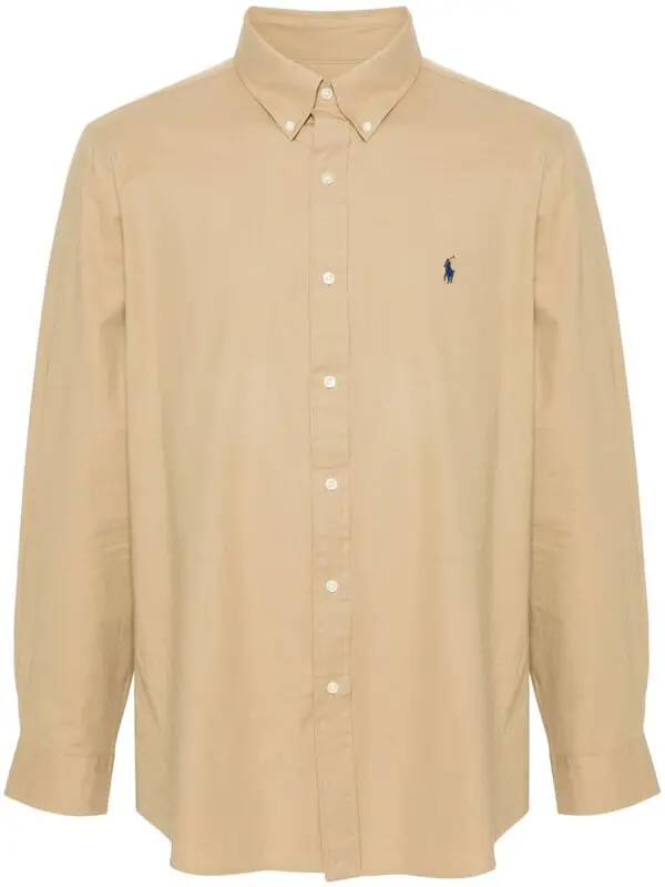 Polo Ralph Lauren Polo Pony-embroidery Stretch-cotton Shirt - Neutrals