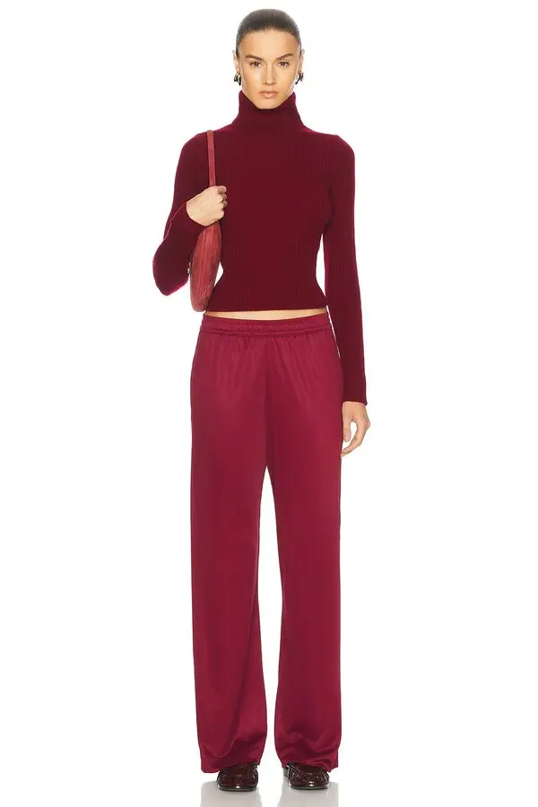 Enza Costa Ribbed Turtleneck Sweater - Ruby
