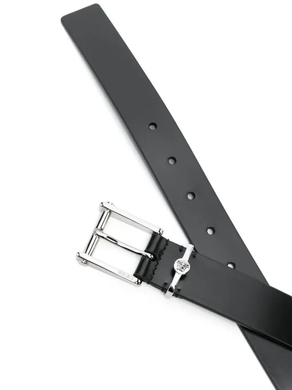 Versace Medusa Head Leather Belt - Black