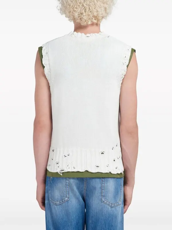 Marni Distressed Sweater Vest - White