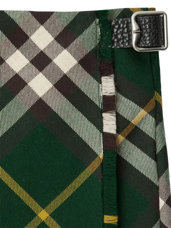 Burberry Check-pattern Wool Skirt - Green