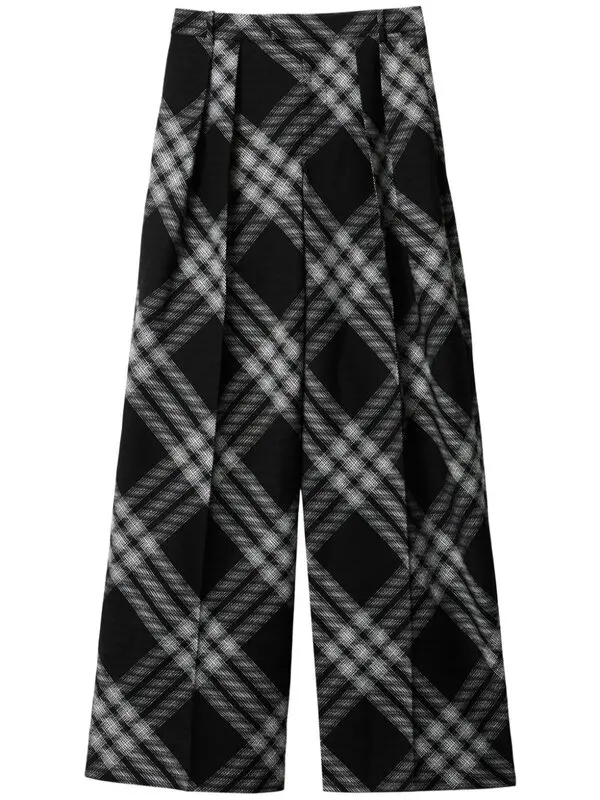 Burberry Vintage Check Wool Trousers - Black