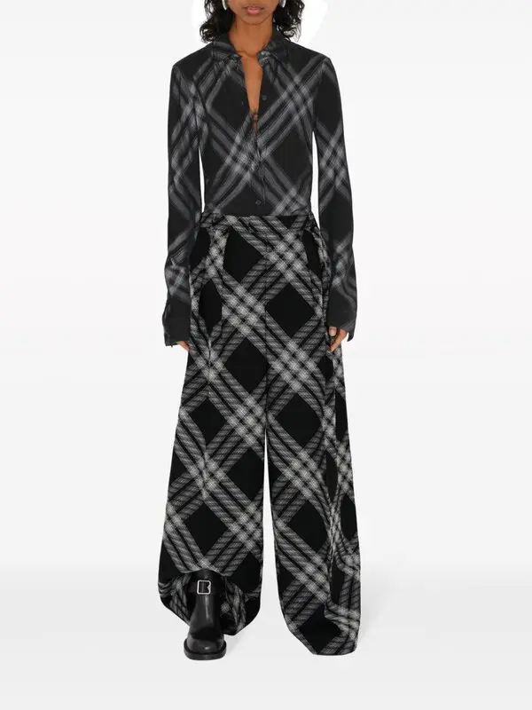 Burberry Vintage Check Wool Trousers - Black
