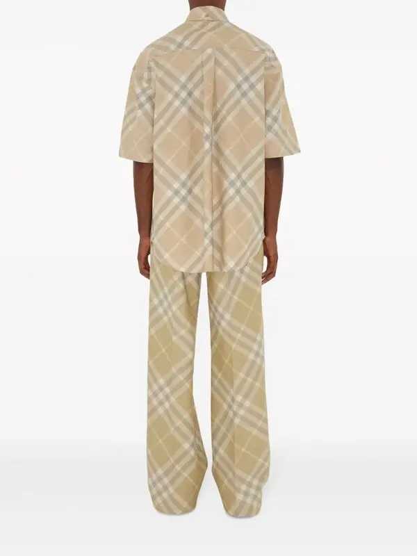 Burberry Checkered Short-sleeved Button-down Shirt - Neutrals