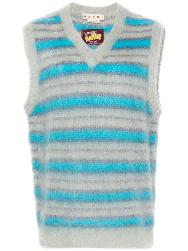 Marni Striped-pattern Knitted Vest - Blue