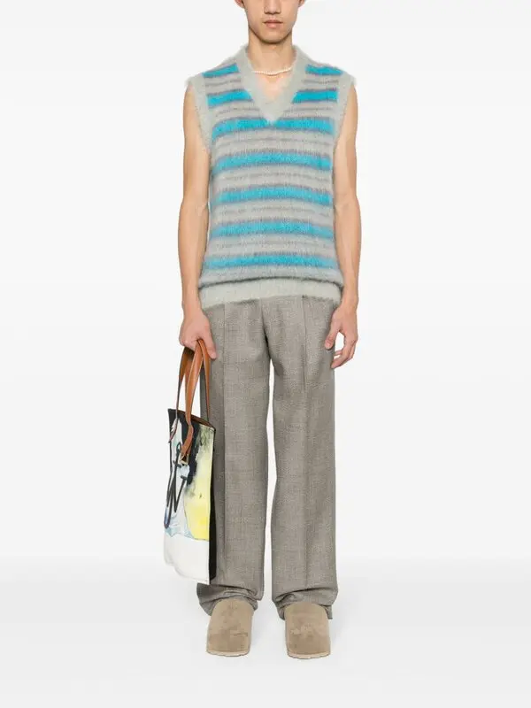 Marni Striped-pattern Knitted Vest - Blue