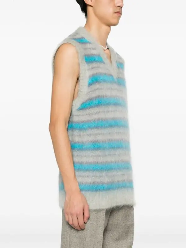 Marni Striped-pattern Knitted Vest - Blue