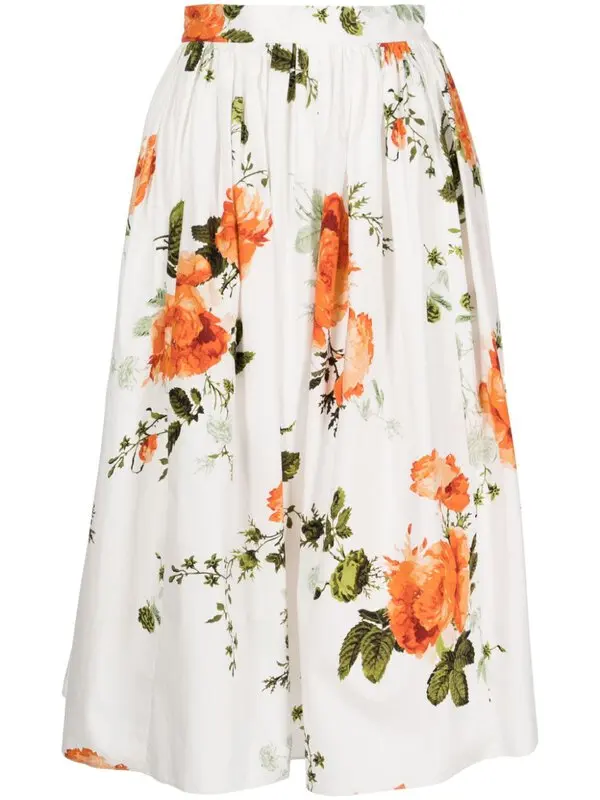 Erdem Floral-print Cotton Skirt