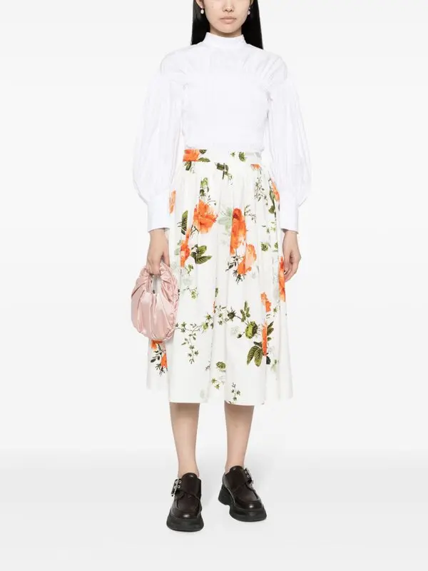 Erdem Floral-print Cotton Skirt