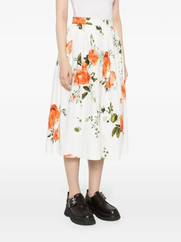 Erdem Floral-print Cotton Skirt