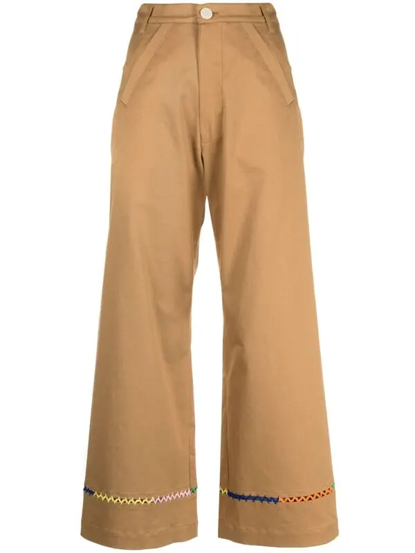 MII Crochet-trim Cotton Trousers