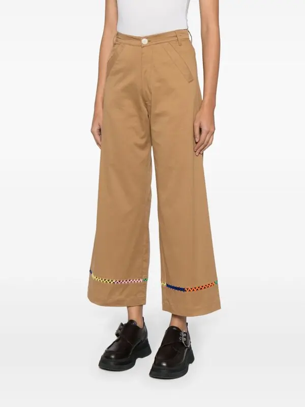 MII Crochet-trim Cotton Trousers