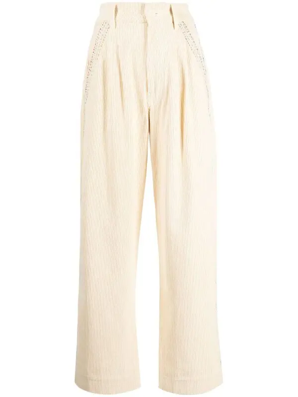 MII Hand-embroidered Cotton-corduroy Trousers