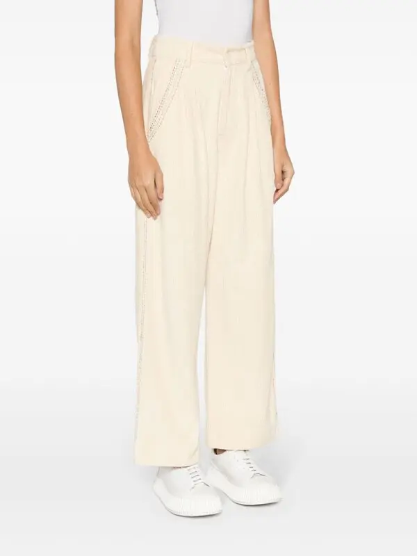 MII Hand-embroidered Cotton-corduroy Trousers