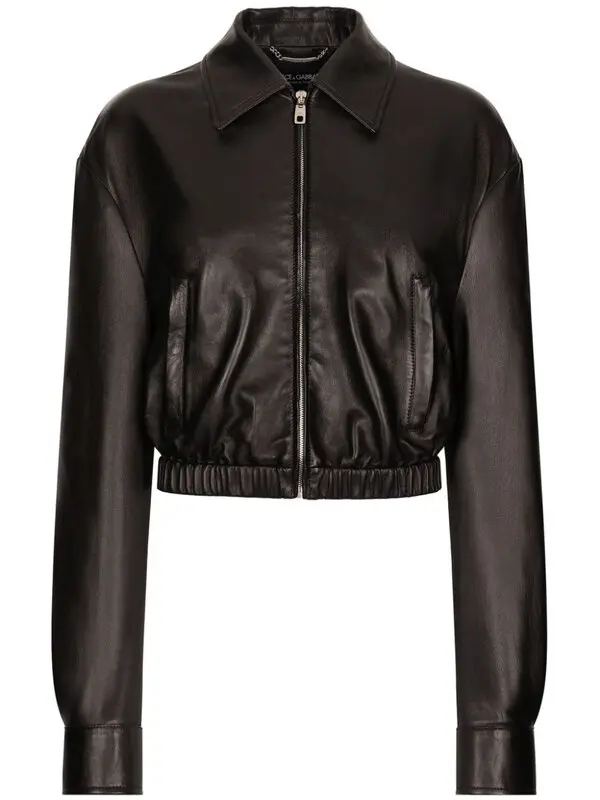 Dolce & Gabbana Logo-appliqué Leather Jacket