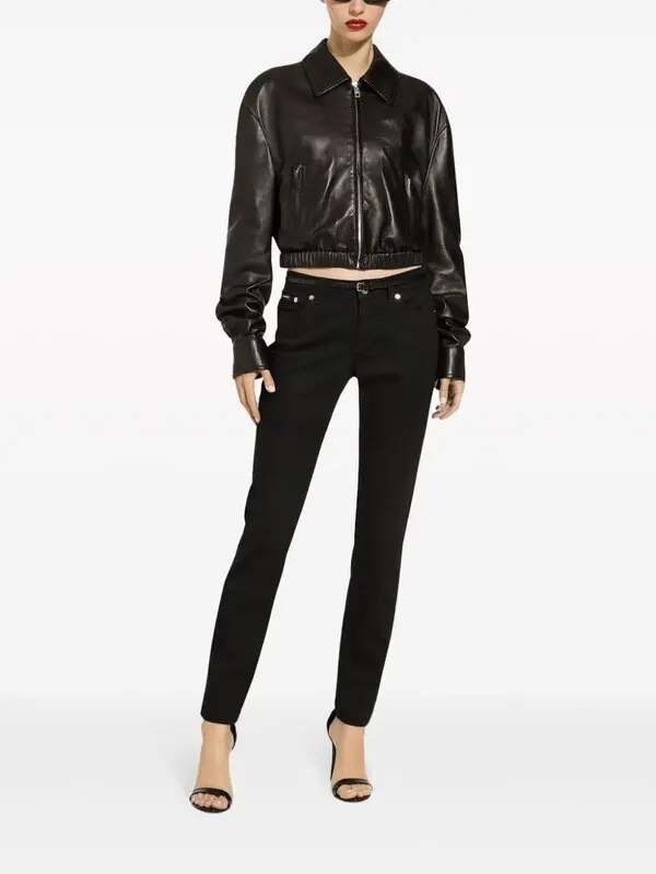 Dolce & Gabbana Logo-appliqué Leather Jacket