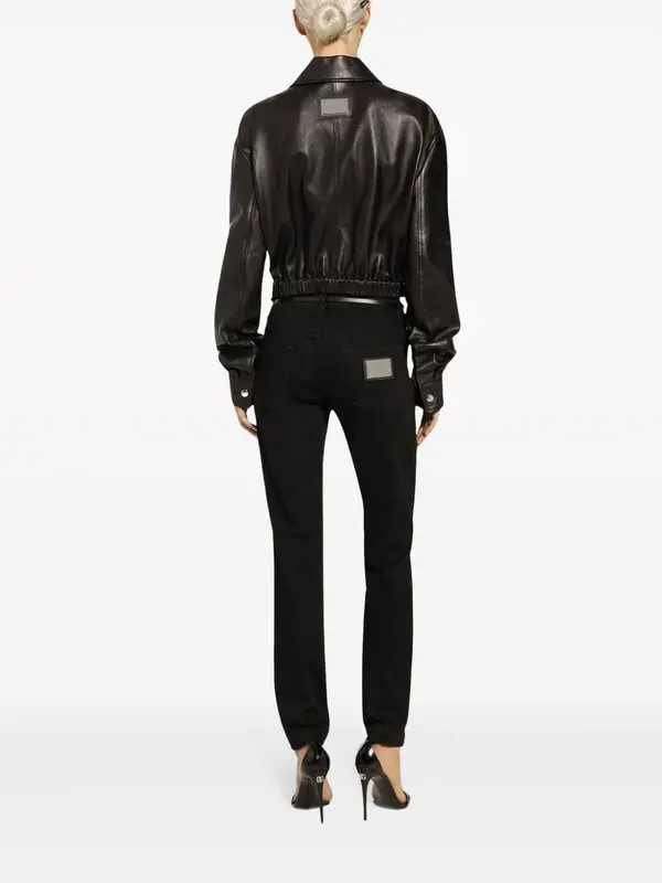 Dolce & Gabbana Logo-appliqué Leather Jacket