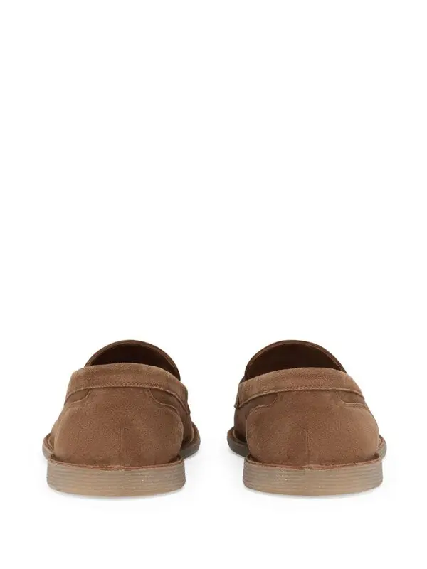 Dolce & Gabbana Logo-plaque Suede Loafers - Brown