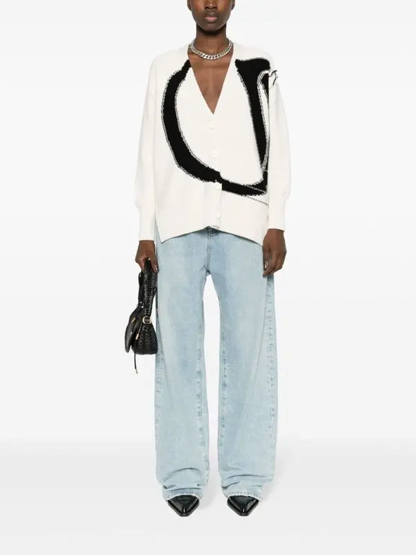 Off-White Maxi Logo Wool Cardigan - White